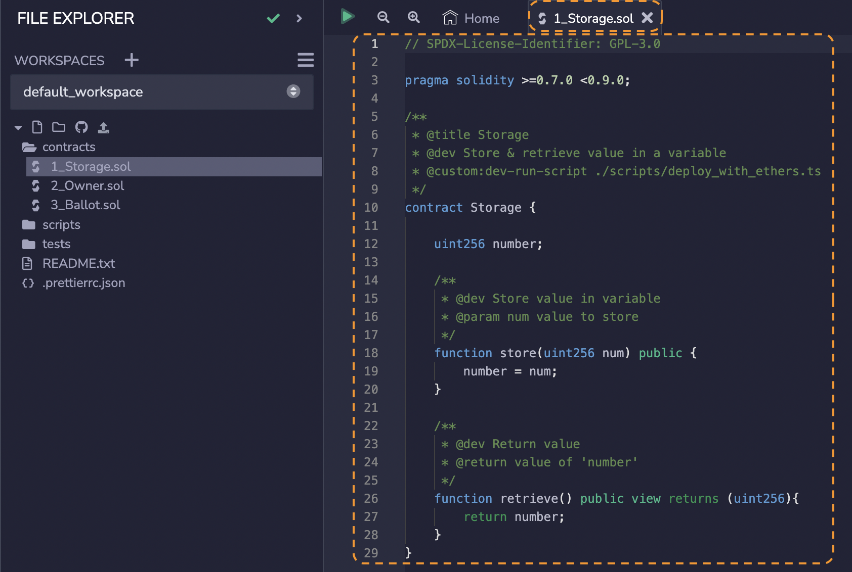 初めてのsolidity コンパイルとデプロイ Dapps Beak